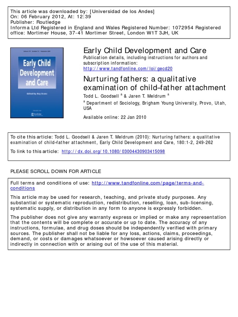 Nurturing Fathers 2010 | PDF | Father | Attachment Theory