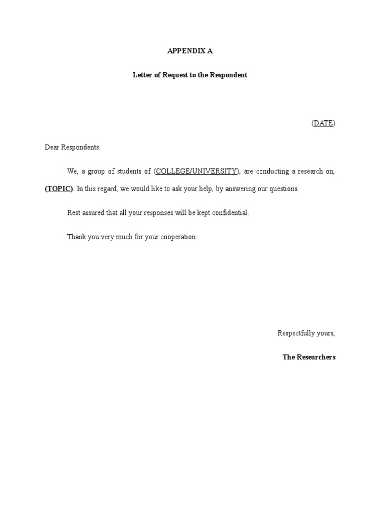 Letter To The Respondents Sample | PDF