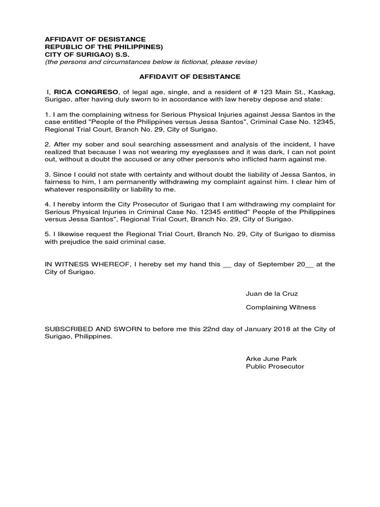 Affidavit of Desistance | PDF