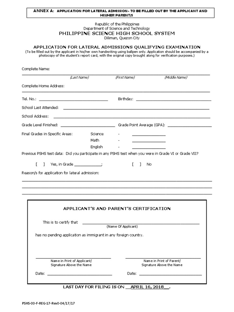 Pisay Admission | PDF | Grading (Education) | Philippines