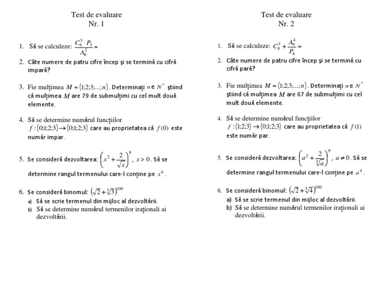 Test 10c Combinatorica | PDF