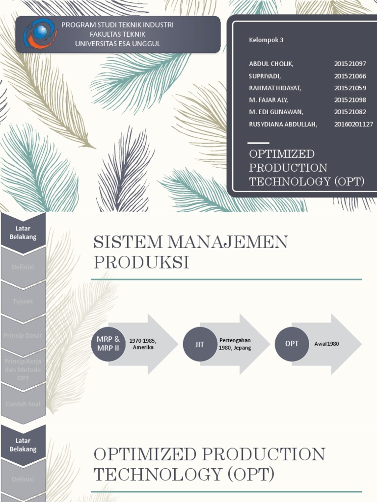 Sistem Produksi - Kel. 3 - Optimized Production Tech (OPT) - No ...