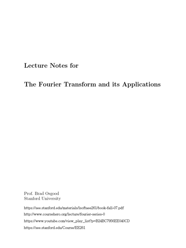 Chapter 2 - Fourier Transform PDF | PDF | Fourier Transform | Spectral ...
