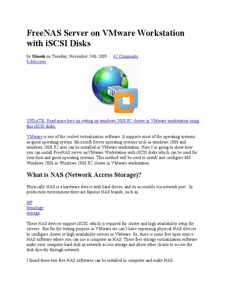 FreeNAS Server On VMware Workstation | PDF | V Mware | Utility Software