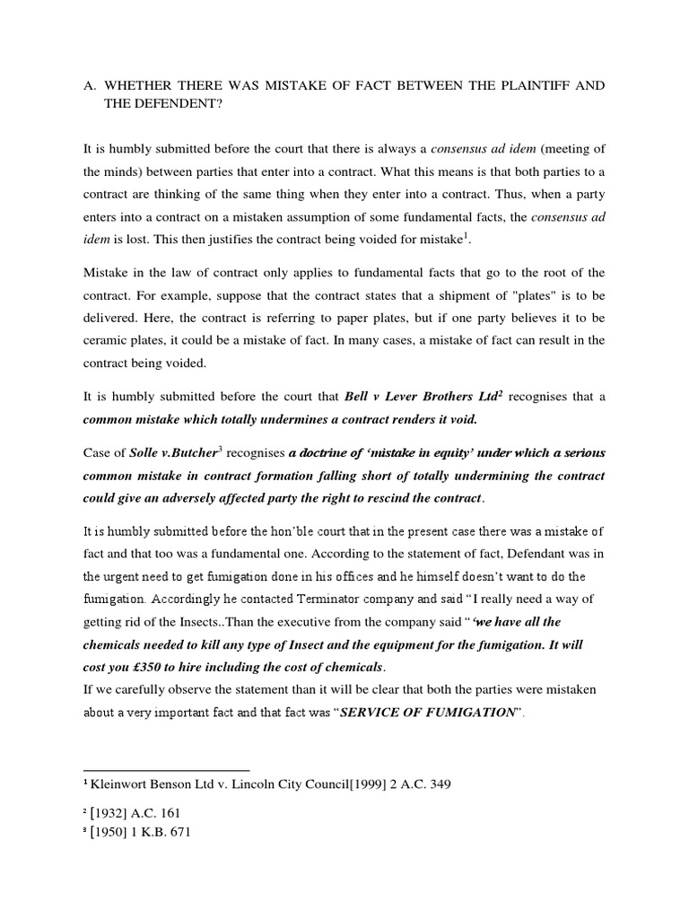 Legal Analysis: Mistake of Fact | PDF | Virtue | Contract Law