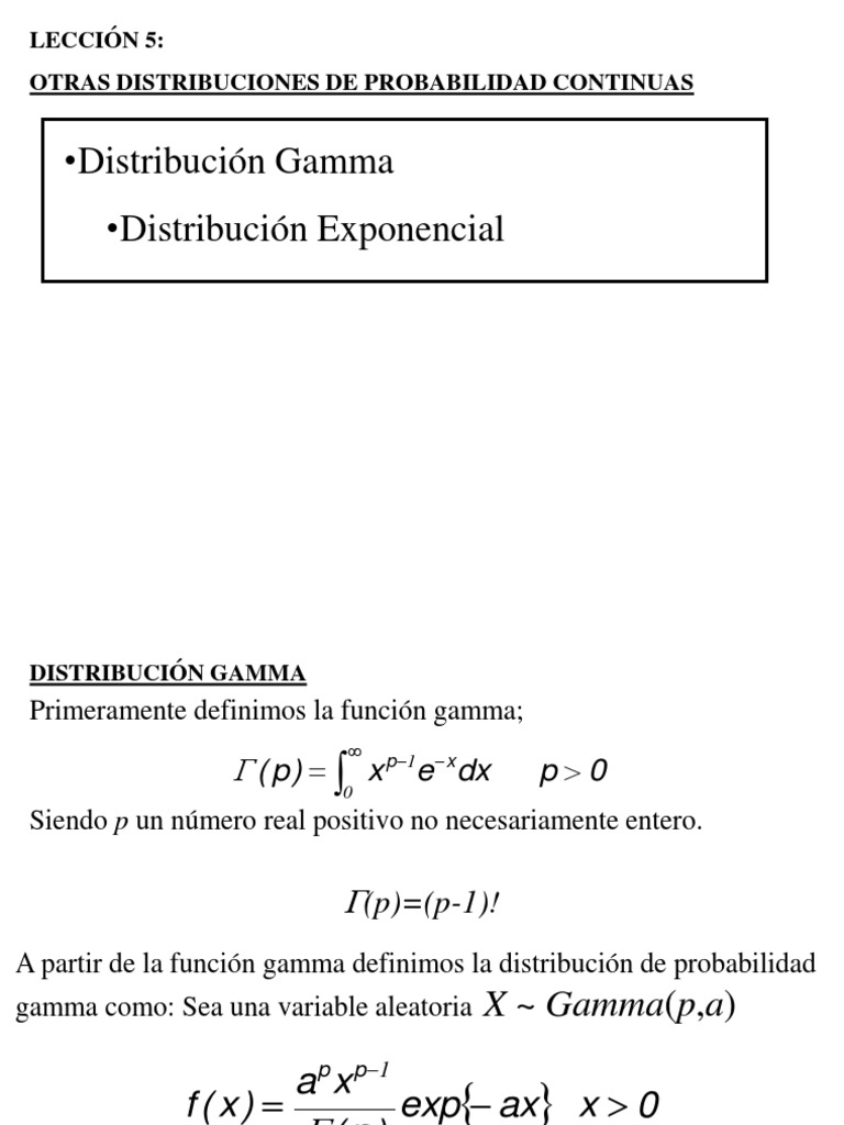 Distribución Gamma y Exponencial | PDF | Distribución de probabilidad ...