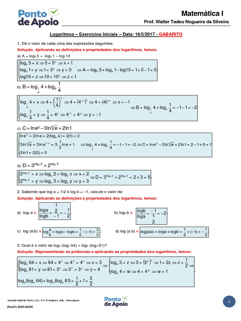 03 - Logaritmos - 01 - G PDF | PDF | Logaritmo | Números