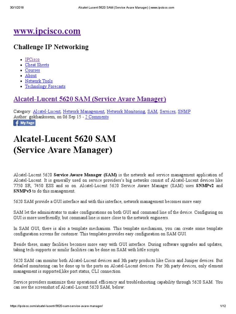 Alcatel-Lucent 5620 SAM (Service Avare Manager) - WWW - Ipcisco ...
