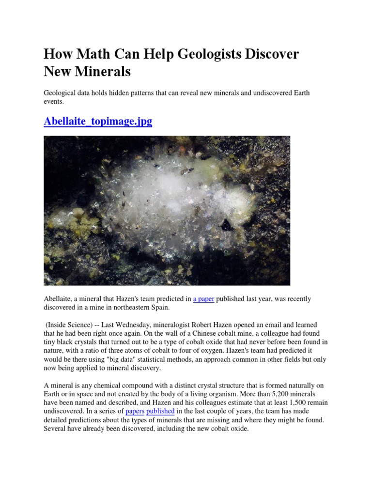 How Math Can Help Geologists Discover New Minerals: Abellaite ...