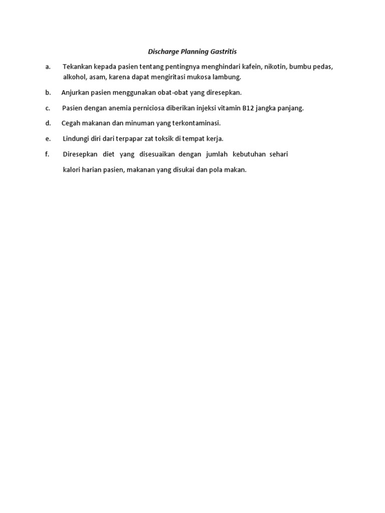 Discharge Planning Gastritis | PDF | Kesehatan Holistik