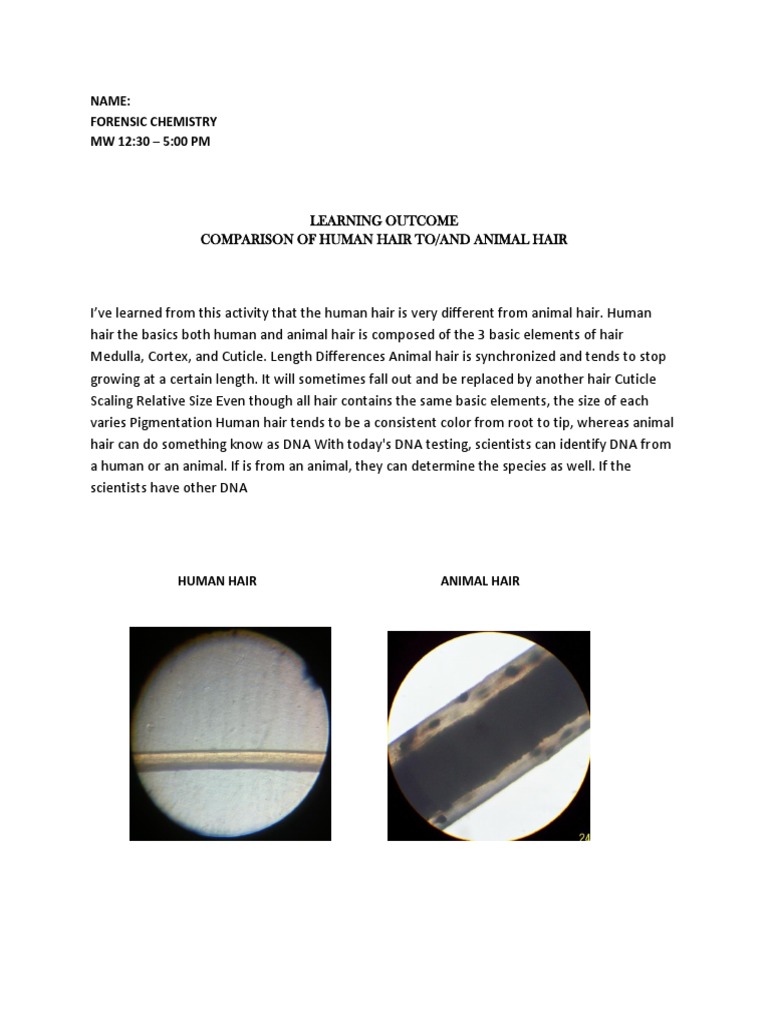 Name: Forensic Chemistry MW 12:30 - 5:00 PM: Learning Outcome ...