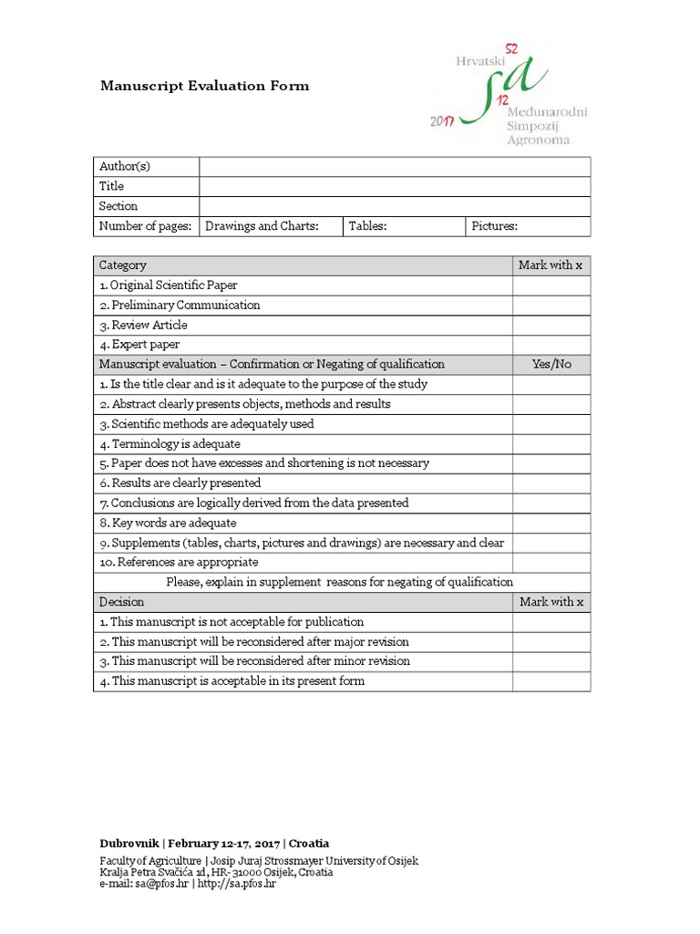 Sa2017 Evaluation Form | PDF