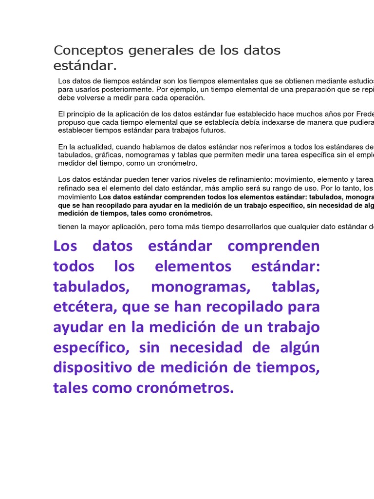 Conceptos Generales de Los Datos Estándar | PDF