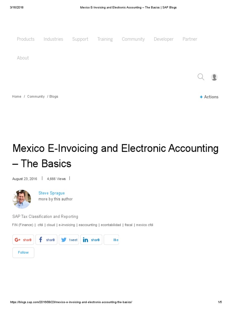 Mexico E-Invoicing and Electronic Accounting - The Basics - SAP Blogs ...
