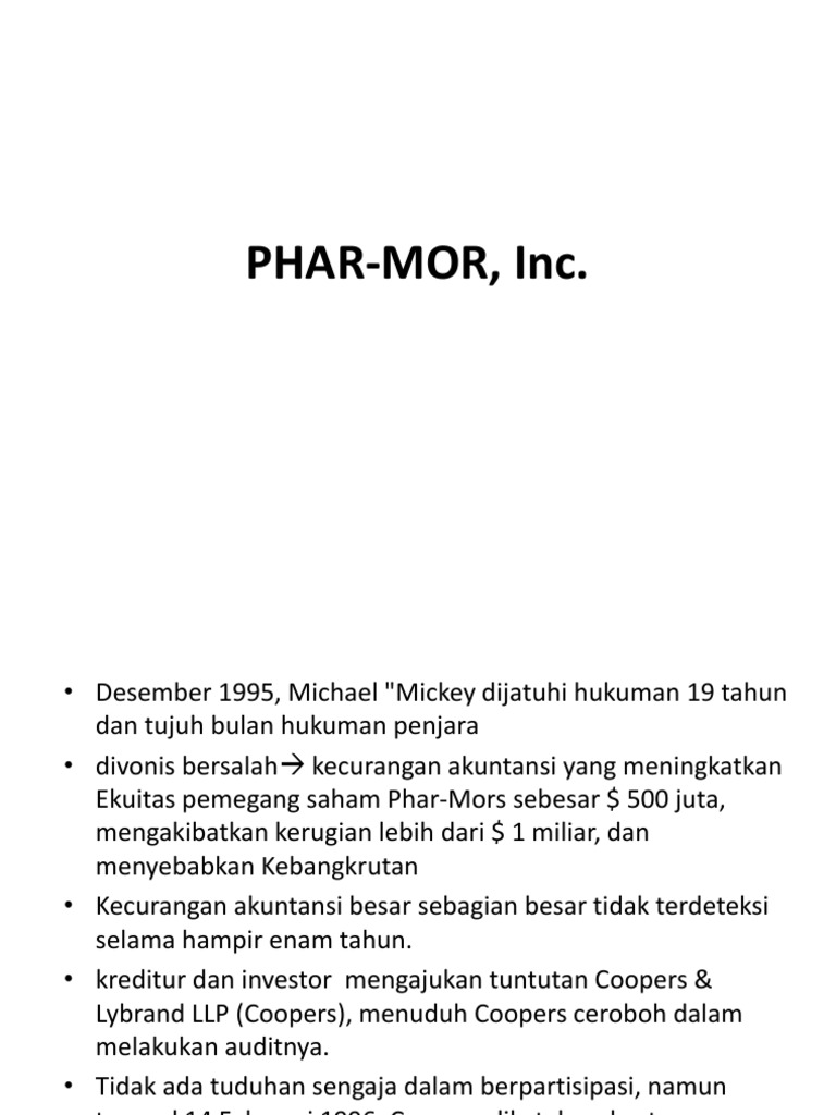 Presentasi Kasus Phar Mor Fix | PDF | Pengelolaan Keuangan & Uang