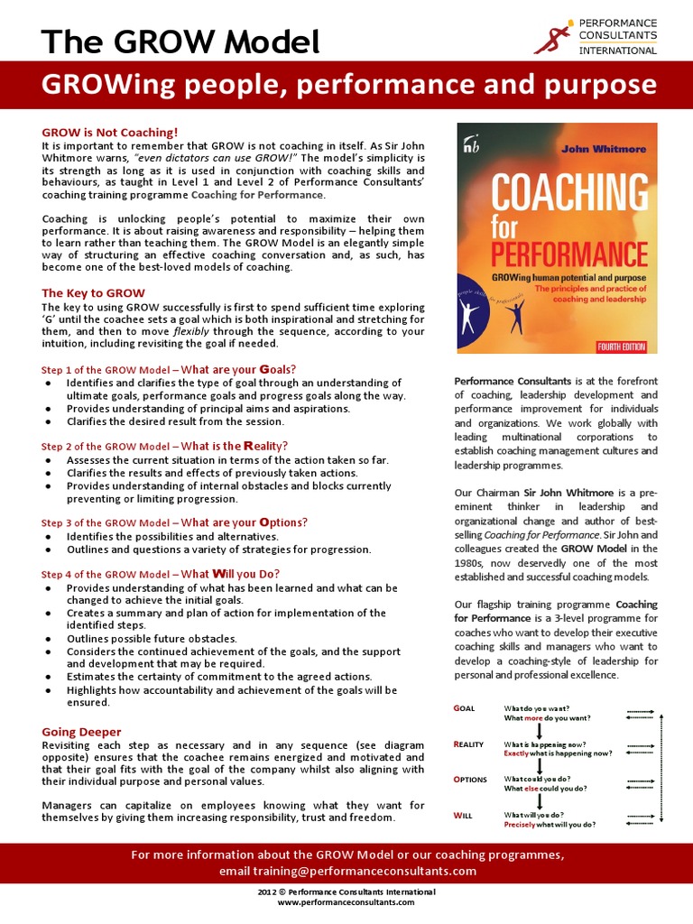 GROW Model Guide PDF | PDF | Goal | Emergence