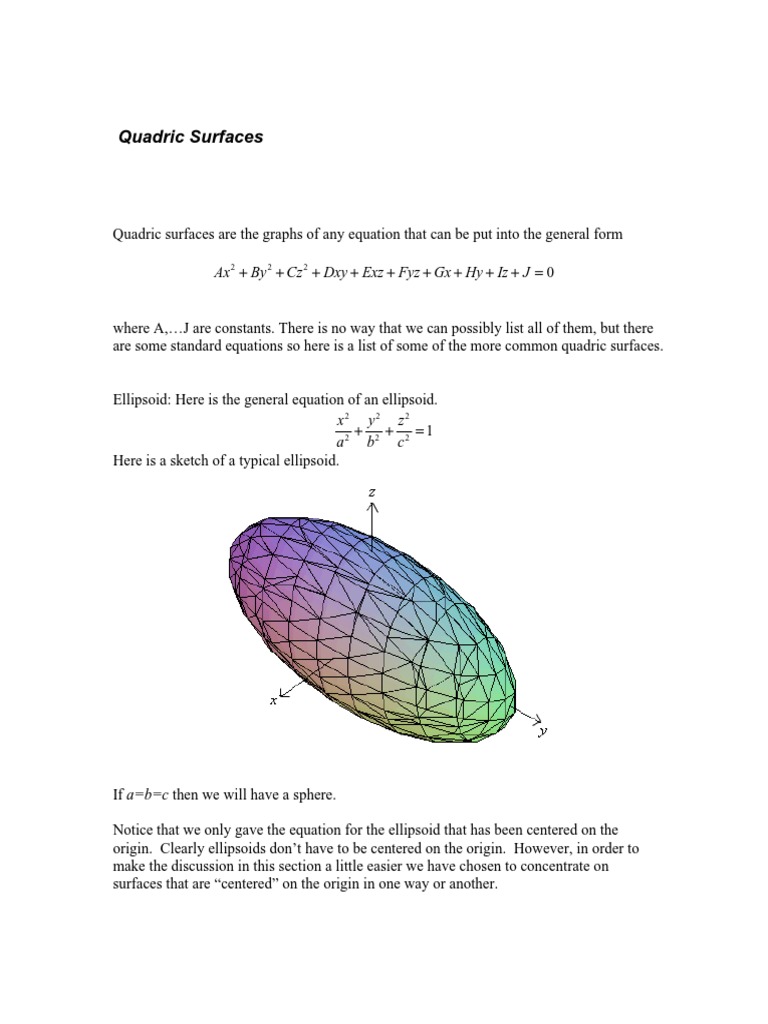 Quadric Surfaces | PDF | Differential Geometry | Mathematical Objects