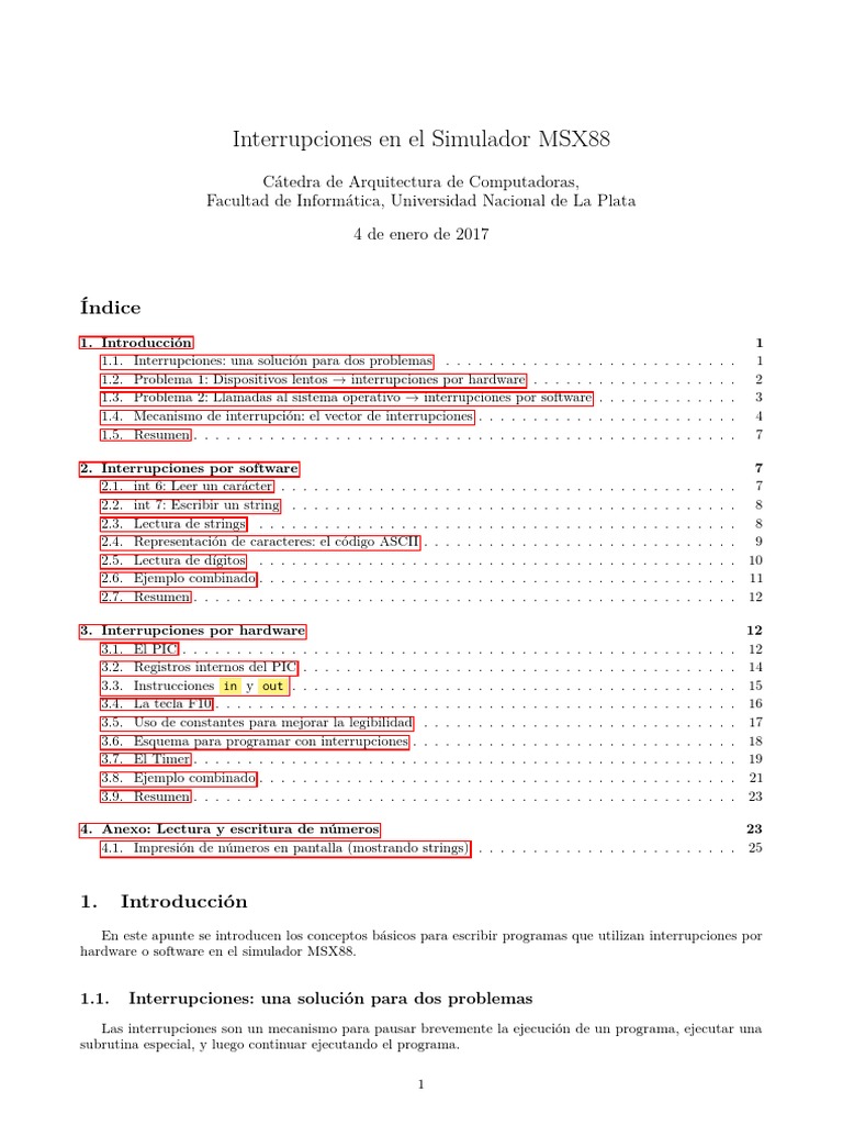 Apunte Sobre Interrupciones y El MSX88 | PDF | Sistema operativo | Programa de computadora