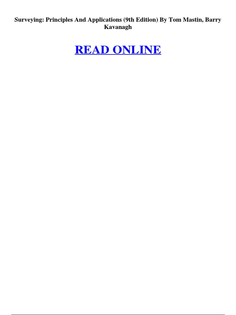 Surveying Principles and Applications 9th Edition by Tom Mastin Barry ...