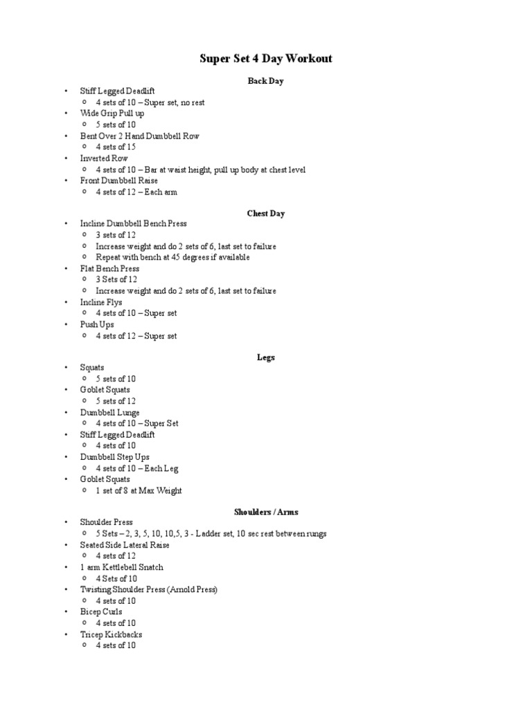 Super Set Workout | PDF | Recreation | Physical Exercise