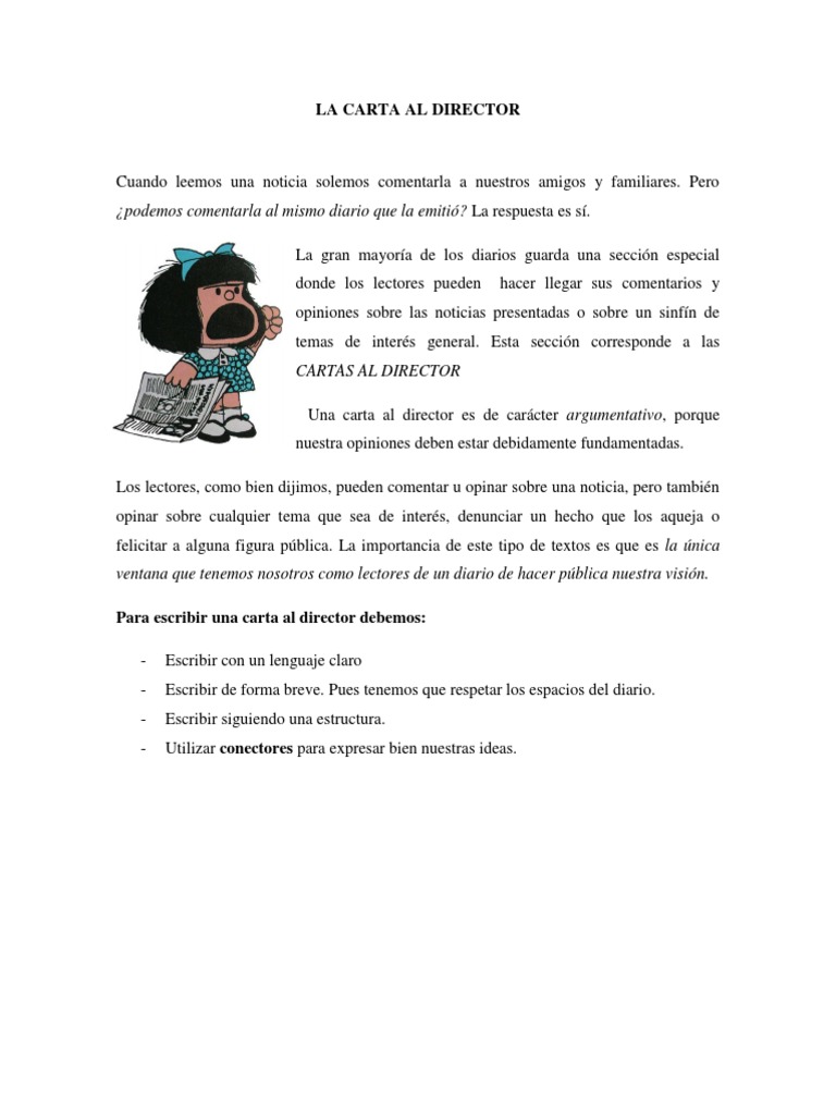 La Carta Al Director Guía 1 | PDF | Comprensión lectora | Violencia