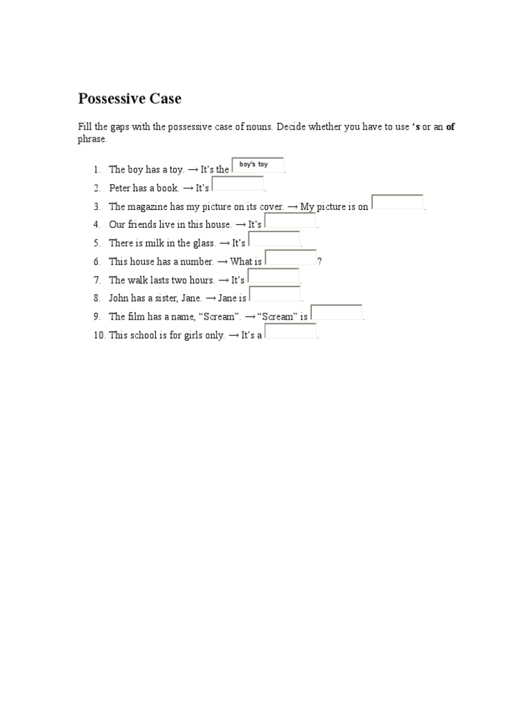 Possessive Case: Boy's Toy | PDF