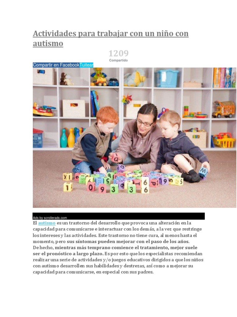 Actividades para Trabajar Con Un Niño Con Autismo | PDF | Autismo ...