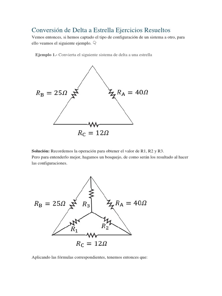 Conversión de Delta a Estrella Ejercicios Resueltos
