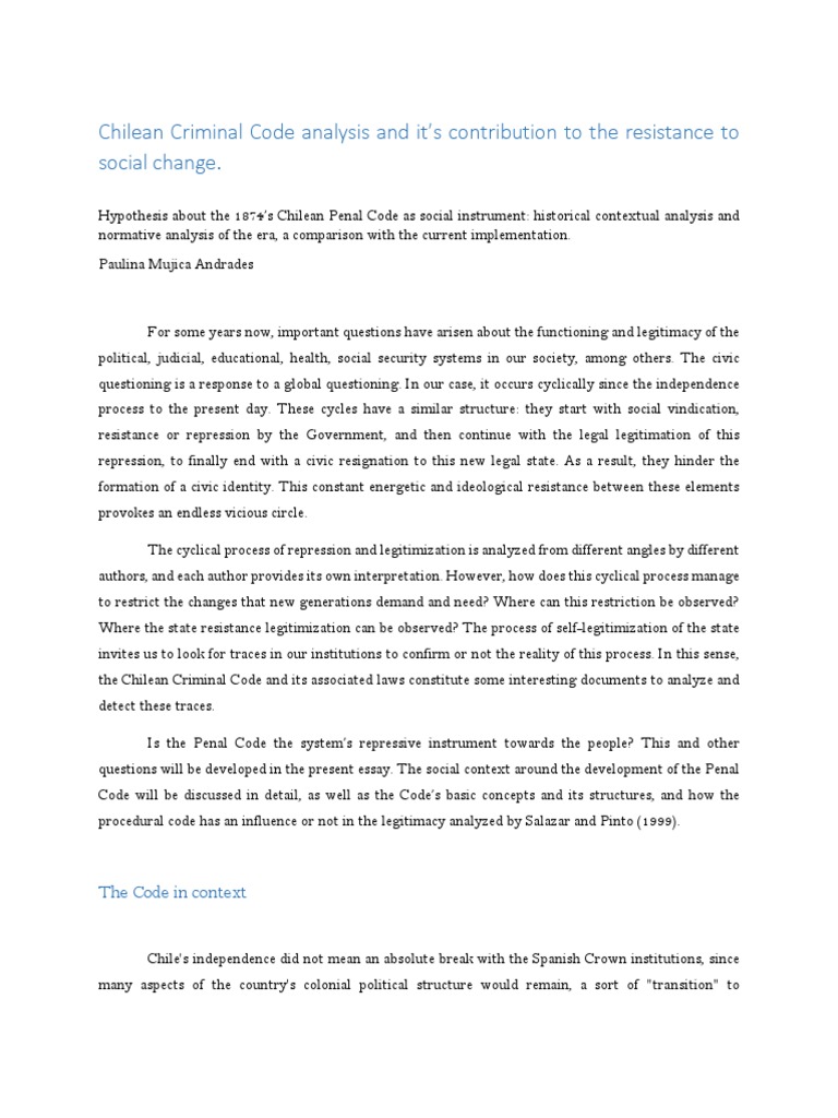 Codigo Chileno Como Instrumento de Desarrollo Social | PDF | Crime ...