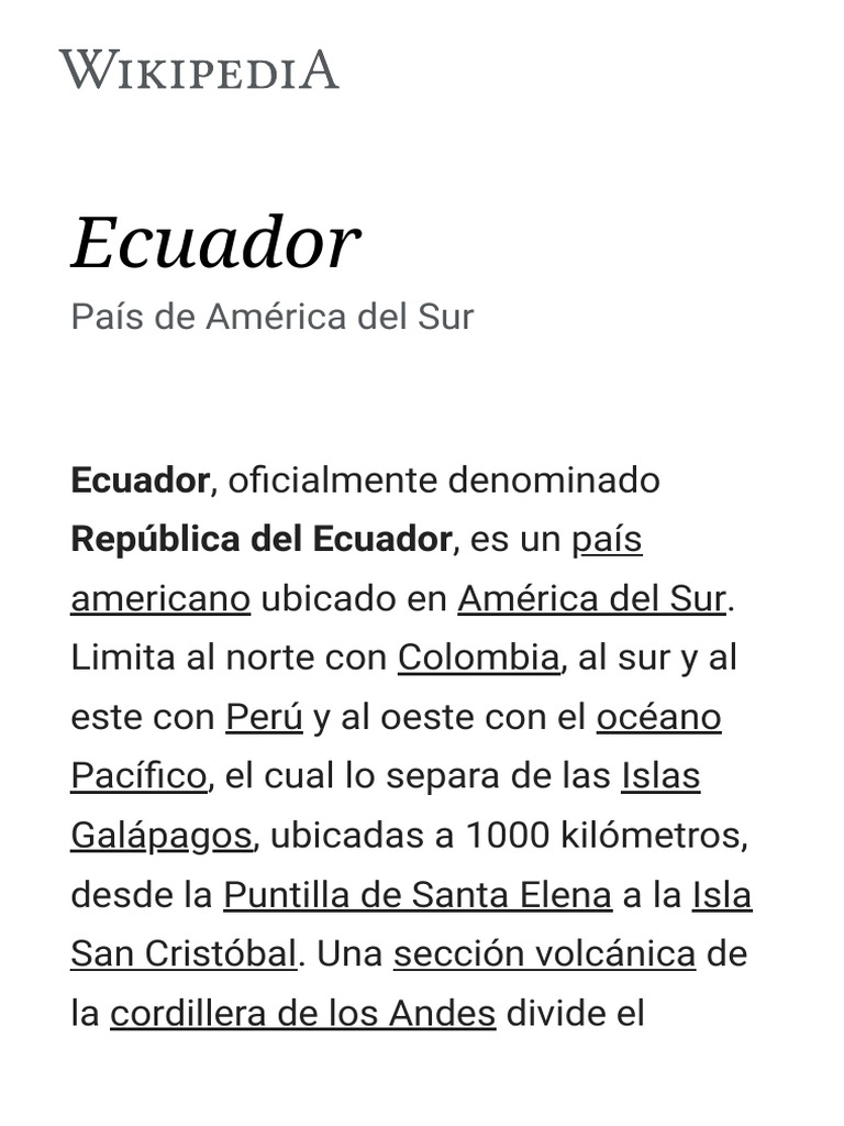 Ecuador - Wikipedia, La Enciclopedia Libre | PDF | Ecuador | Colombia