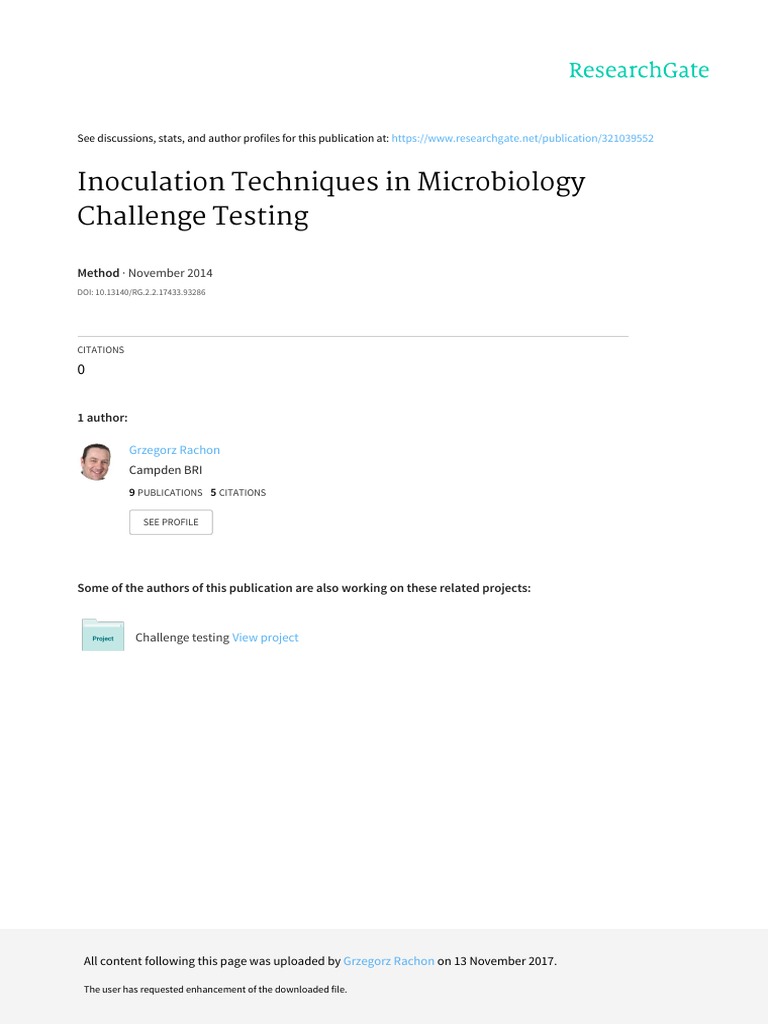 Inoculation Techniques in Microbiology Challenge Testing | PDF ...
