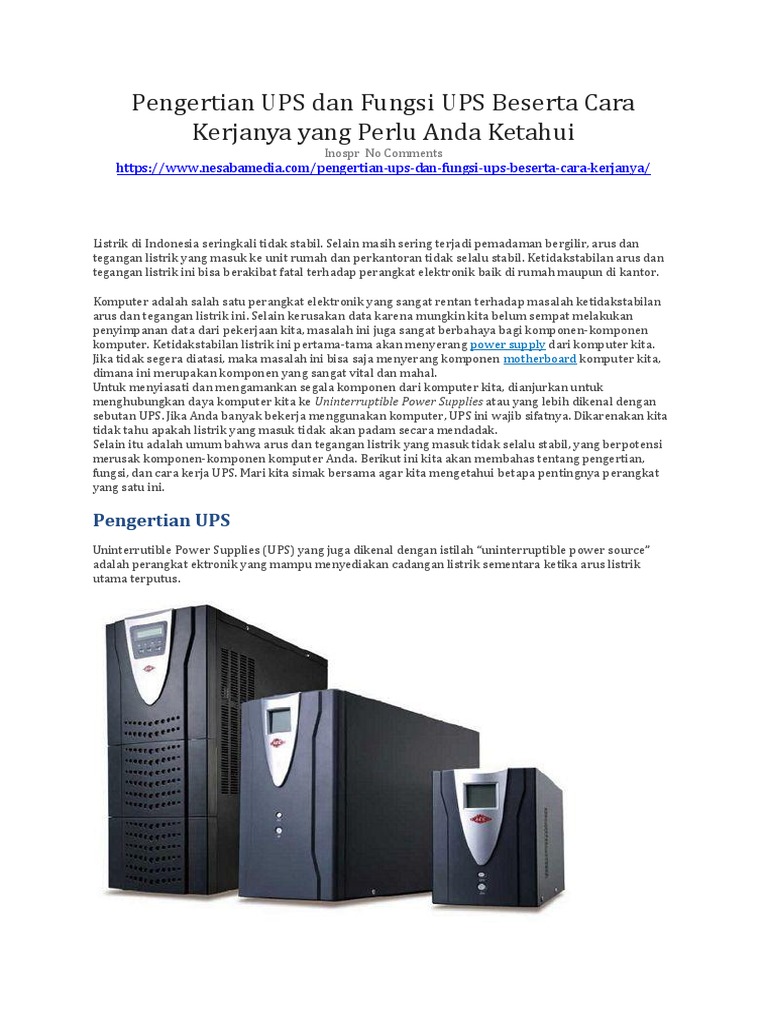 Ups Fungsi Dan Cara Kerja Pdf