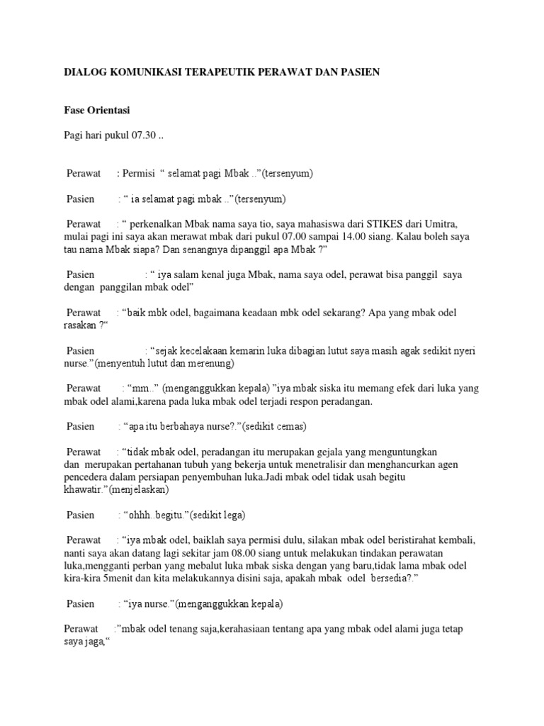 Dialog Komunikasi Terapeutik Perawat Dan Pasien | PDF