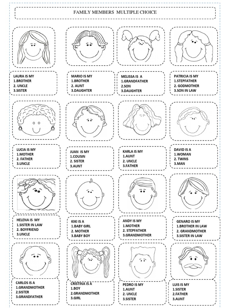 The Family Members Worksheet Templates Layouts 98586 | PDF