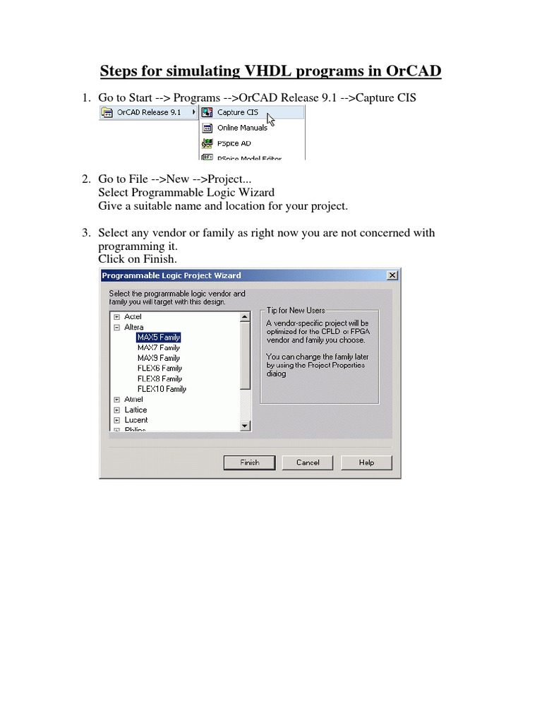 Steps For Simulating VHDL Programs in OrCAD | PDF | Vhdl | Digital Technology