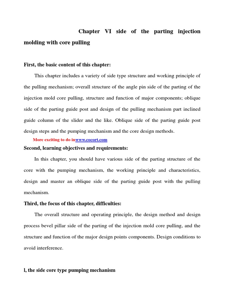 Side of The Parting Injection Molding With Core Pulling | PDF ...