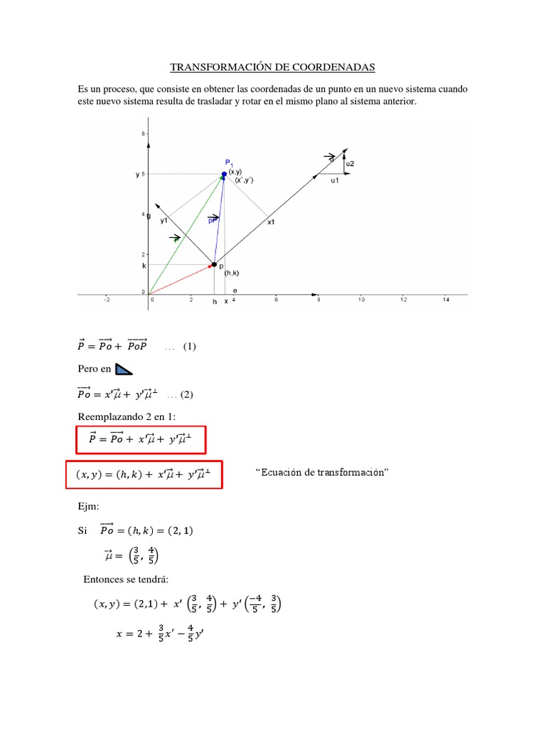 Transformación de Coordenadas | PDF | Enseñanza de matemática | Análisis matemático