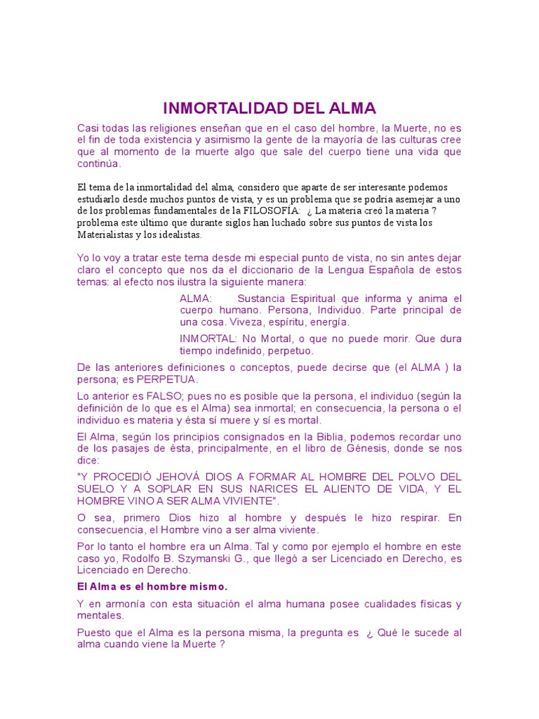 Inmortalidad Del Alma | PDF | Inmortalidad | Alma