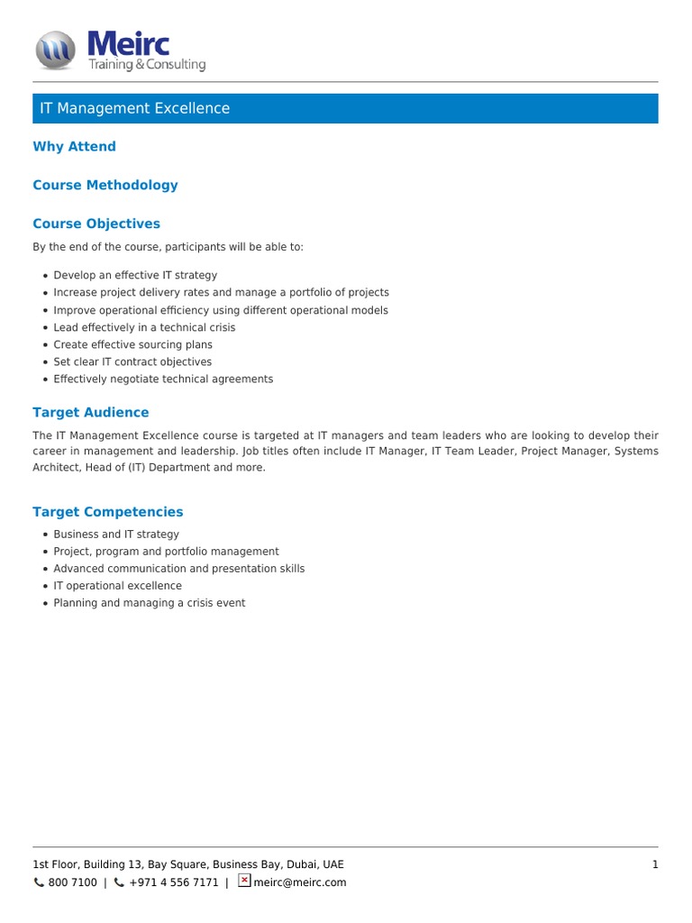 It Management Excellence | PDF | Strategic Management | Information ...