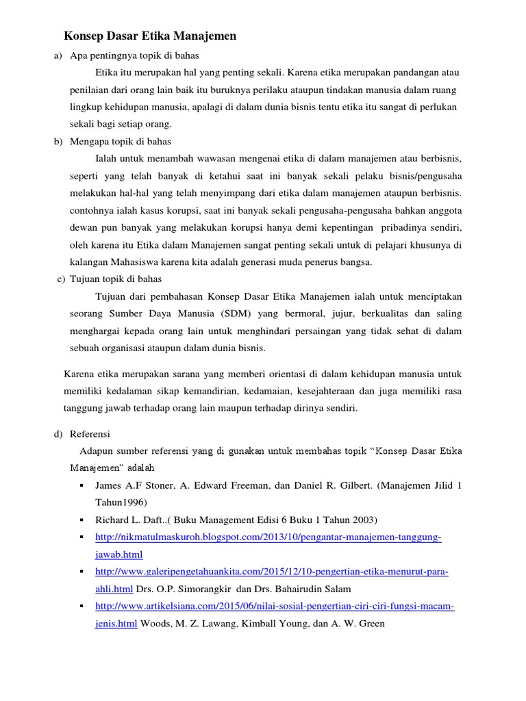 Makalah Konsep Dasar Etika Manajemen Pdf