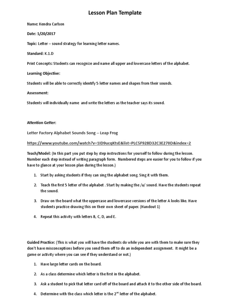 Letter Lesson Plan | PDF | Letter Case | Lesson Plan