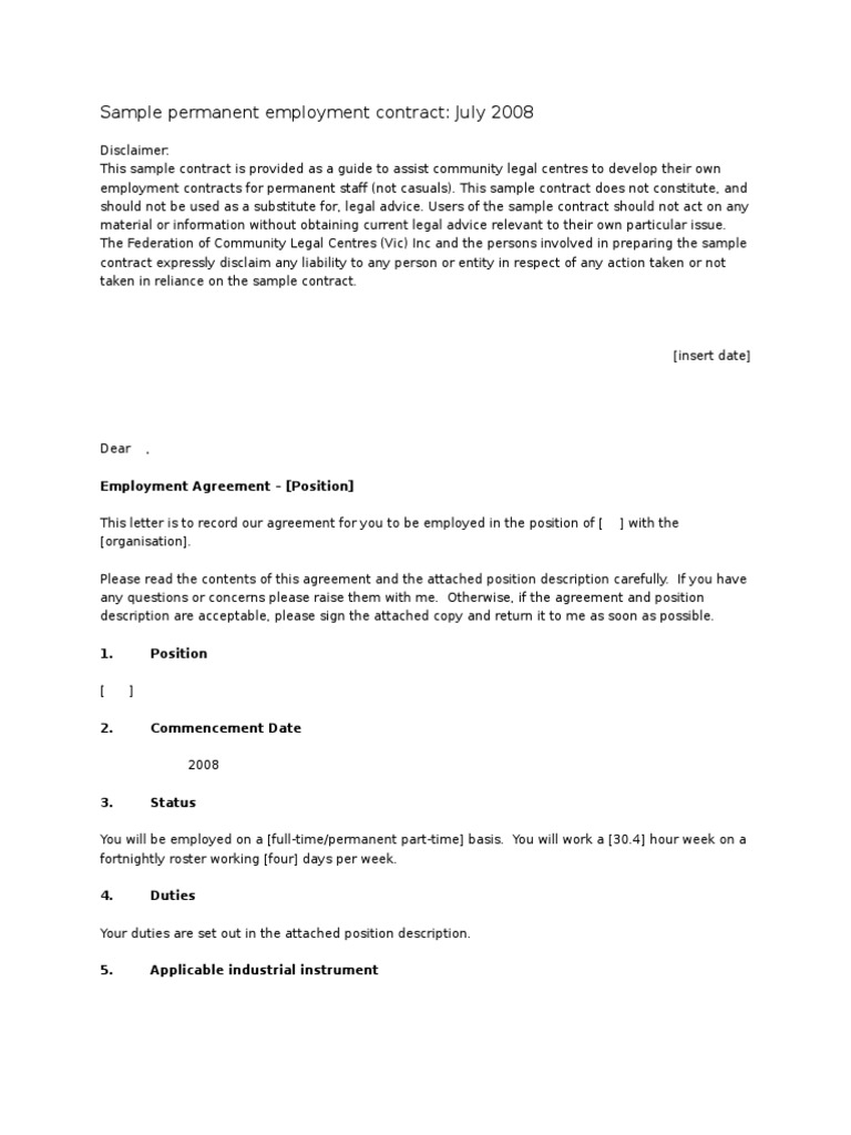 Sample Permanent Employment Contract | PDF | Overtime | Salary
