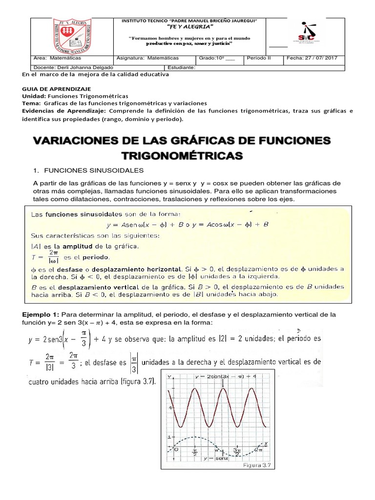 Guia-Variaciones de Las Graficas de Funciones Trigonometricas | PDF