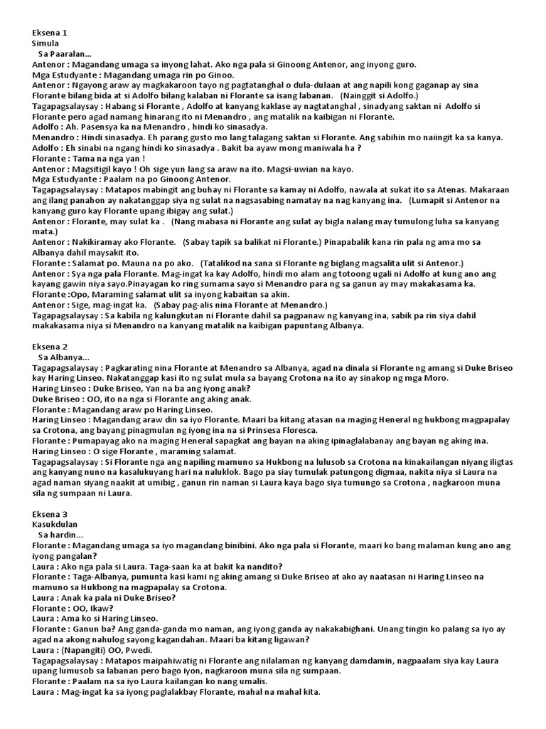 Florante at Laura Script | PDF