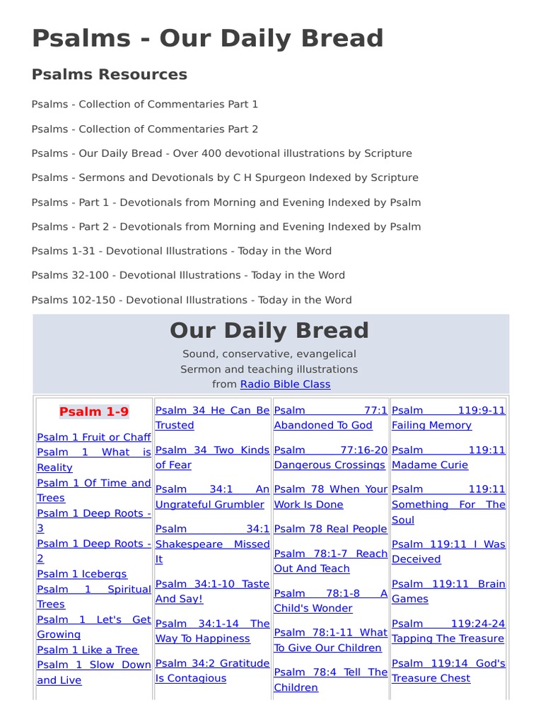 Psalms Our Daily Bread Pdf Psalms Ketuvim