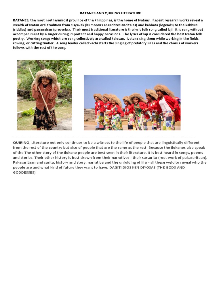 Batanes and Quirino Literature | PDF | Songs | Narrative