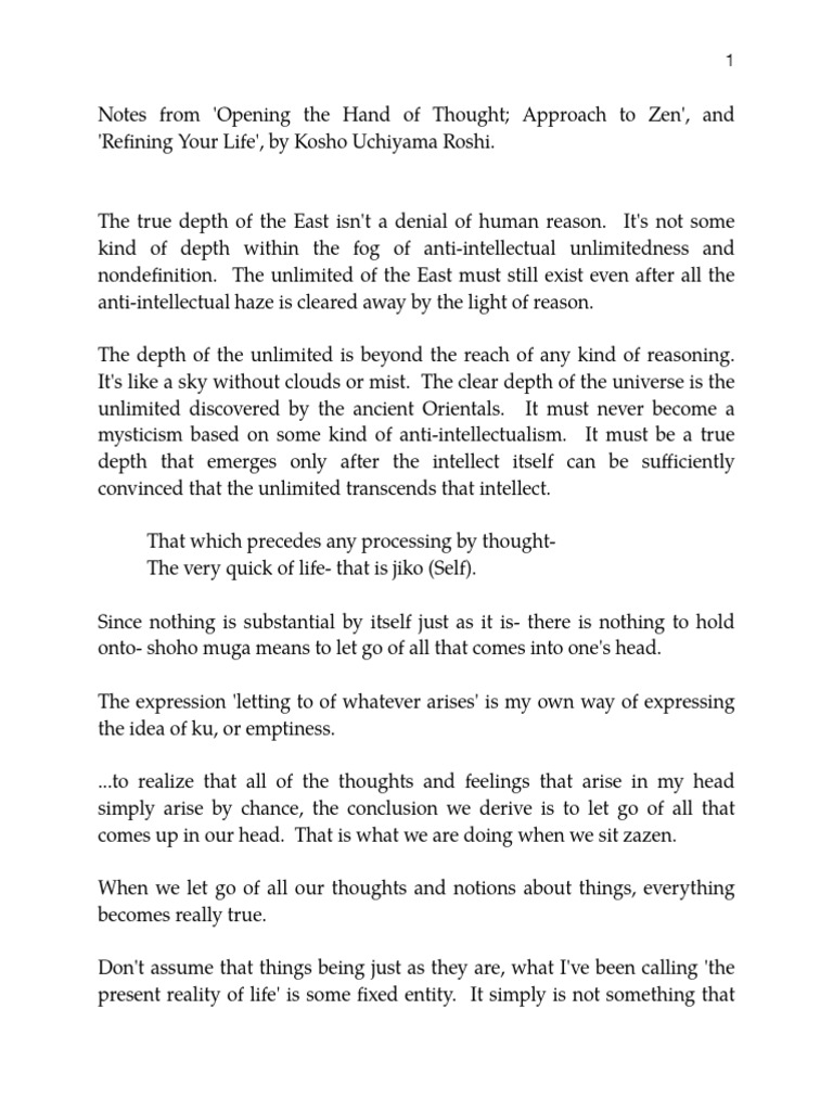 Zen Practice: Letting Go of Thought | PDF | Karma | Dōgen