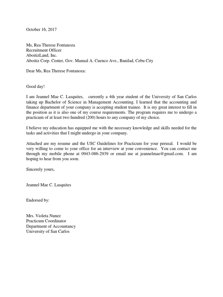 Application Letter Ojt | PDF | Business