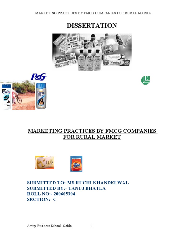 Dissertation: Marketing Practices by FMCG Companies For Rural Market ...