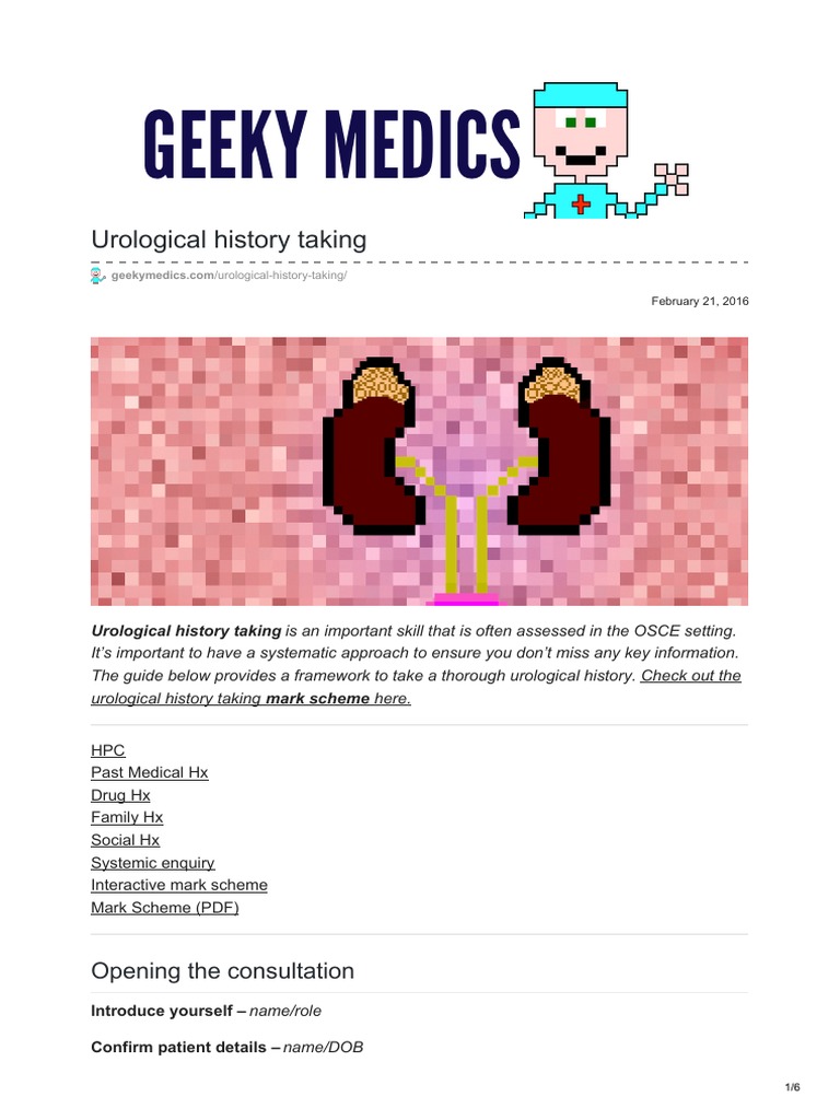 Urological History Taking | Download Free PDF | Urinary Incontinence ...